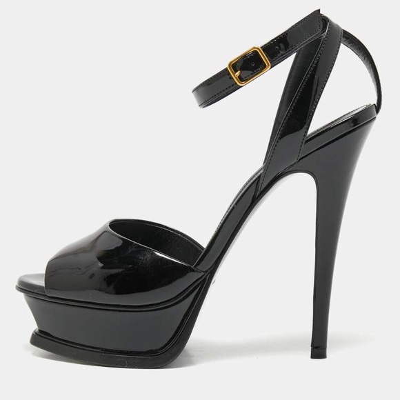 Yves Saint Laurent | Shoes | Ysl Platform Patent Leather Sandal Heel ...